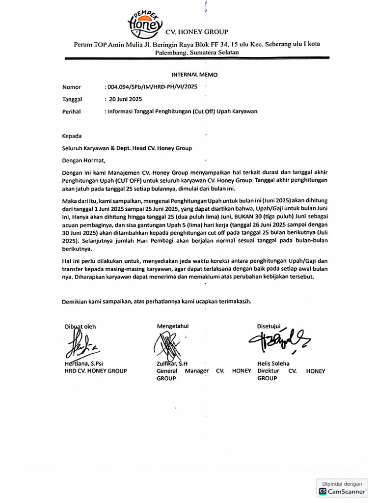 Internal Memo - Cut Off | PDF