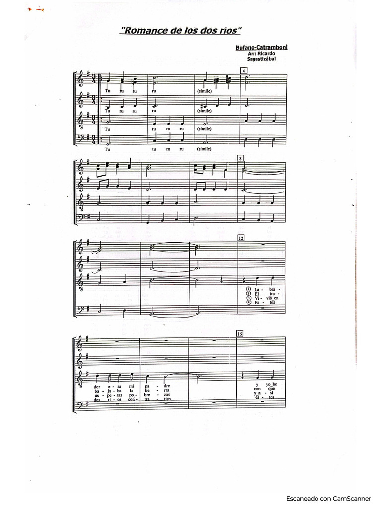 Romance de Los Dos Rios SATB | PDF