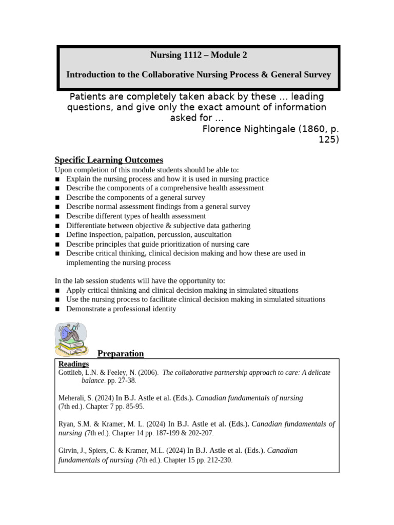 Module 2 Collaborative Nursing Process & General Survey Fall 2023 | PDF ...