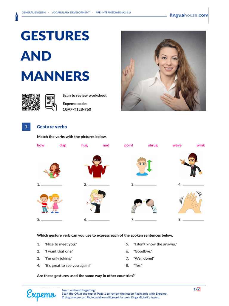 Gestures and Manners American English Student | PDF | Syntax | Linguistics