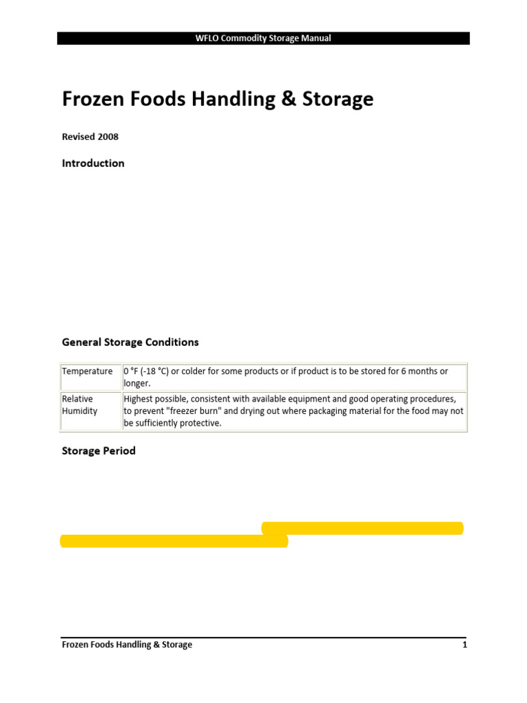Frozen Foods Storage Guidelines | PDF | Refrigerator | Refrigeration