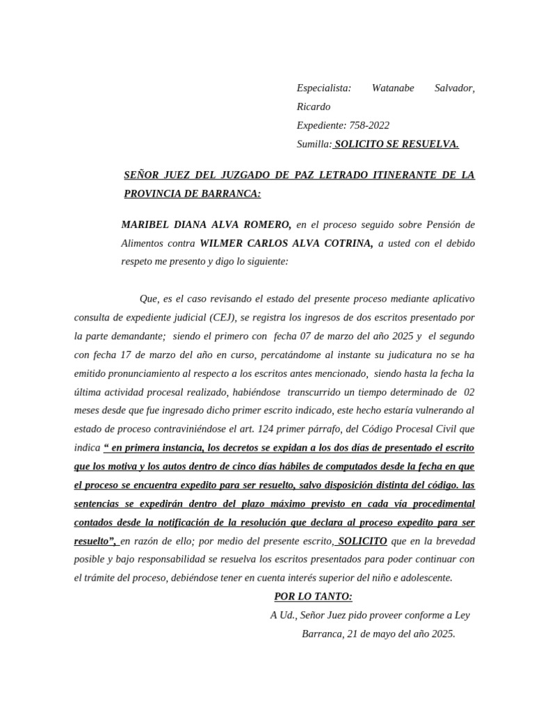 Solicito Se Resuelva. | PDF