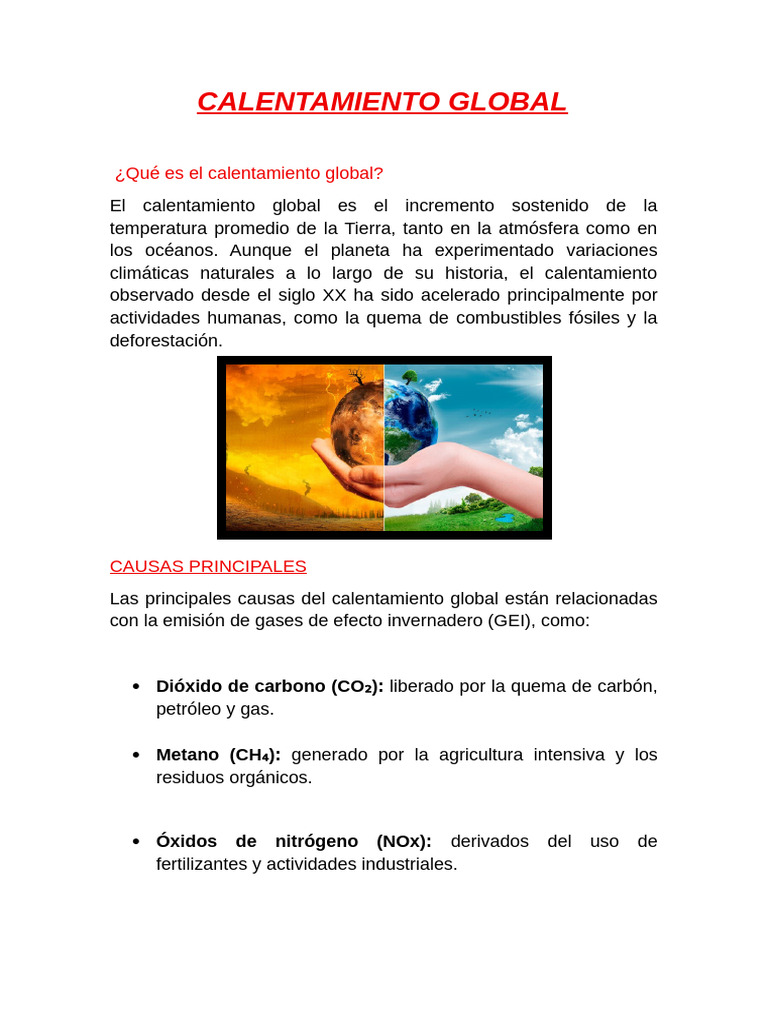 Calentamiento Global | PDF | Cambio climático | Efecto invernadero