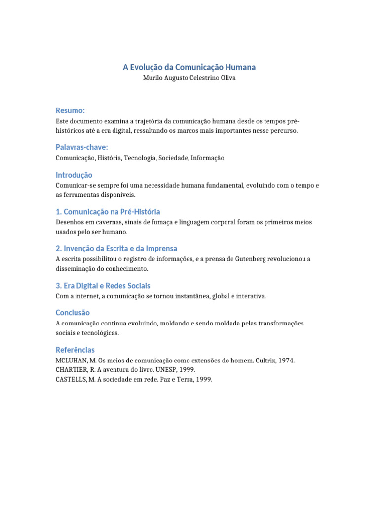 Evolução da Comunicação Humana | PDF