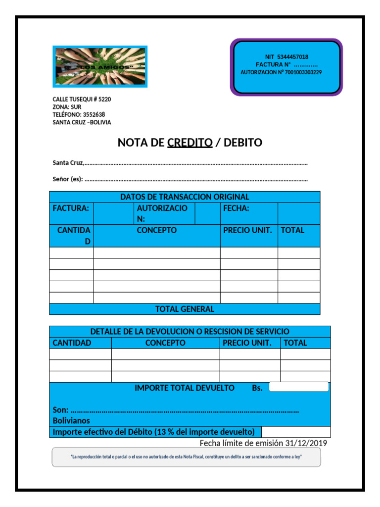 NOTA CREDITO DEBITO - Copia OS AMIFGOS | PDF