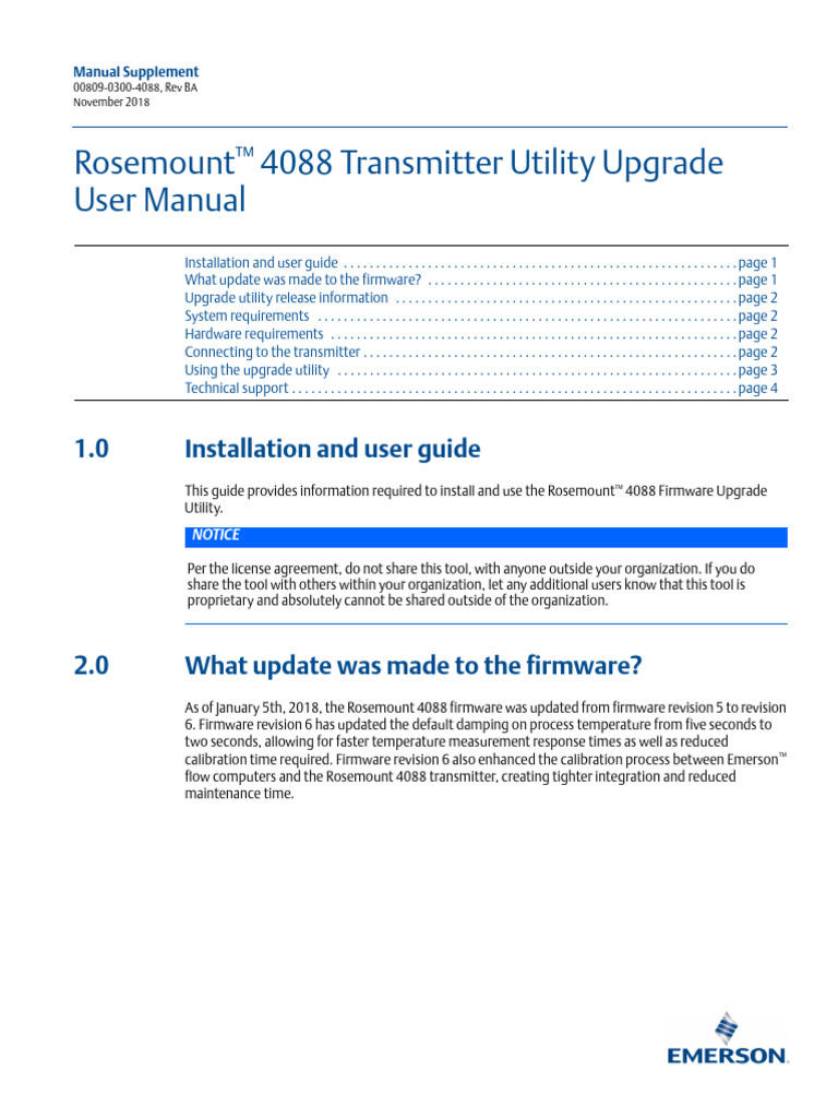 Manual Supplement Rosemount 4088 Transmitter Utility Upgrade User ...