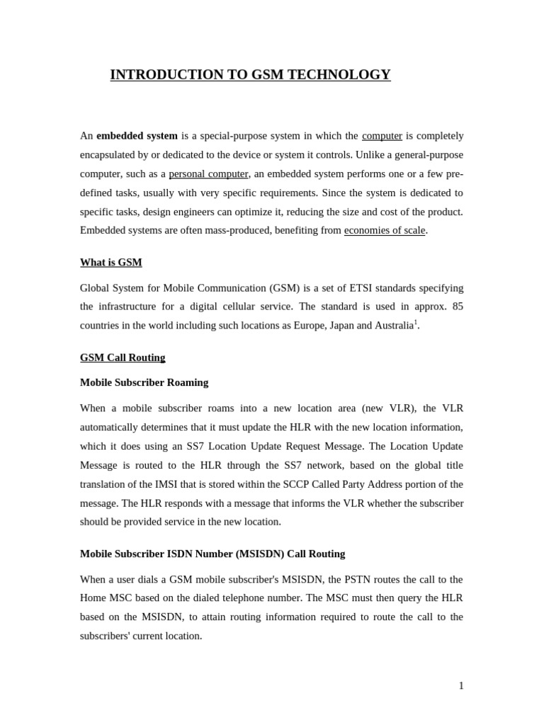 Introduction To GSM Technology | PDF | Telecommunications Standards ...