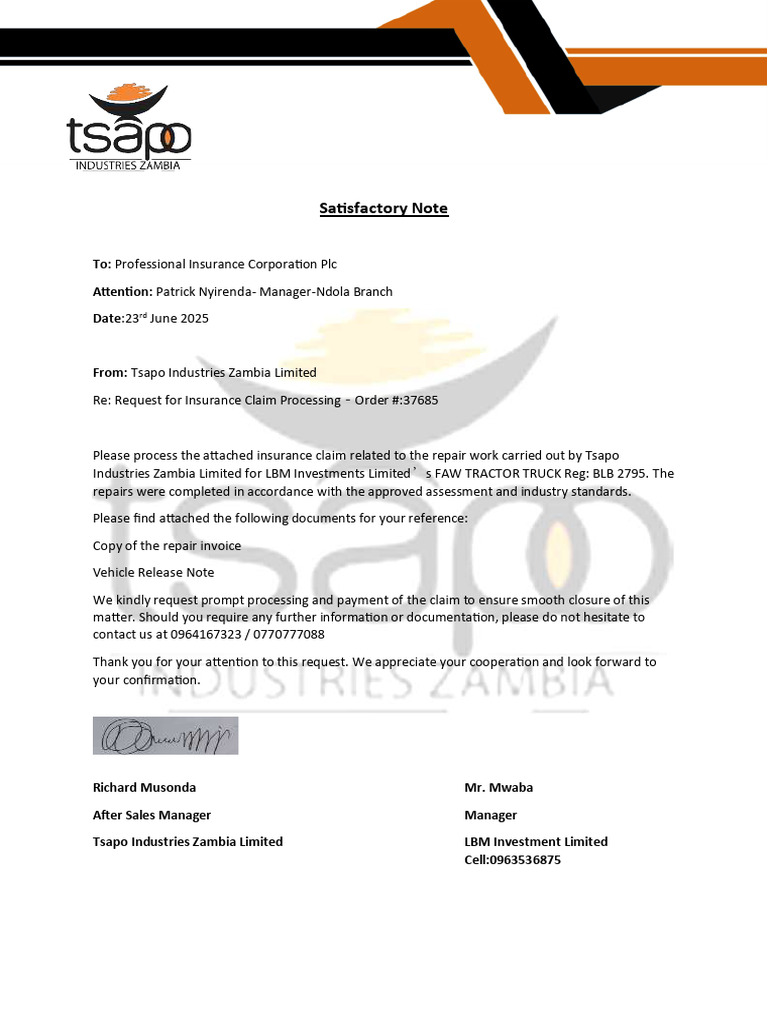 Satisfactory Note | PDF