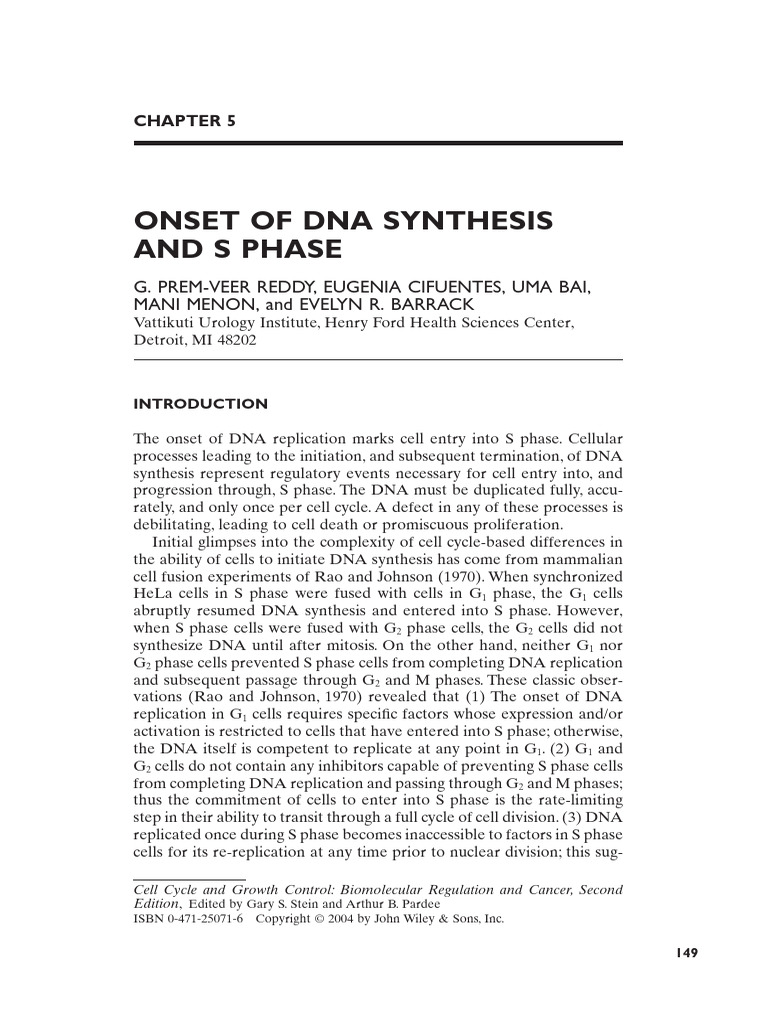Onset of Dna Synthesis and S Phase | PDF | Cell Cycle | Cell Signaling