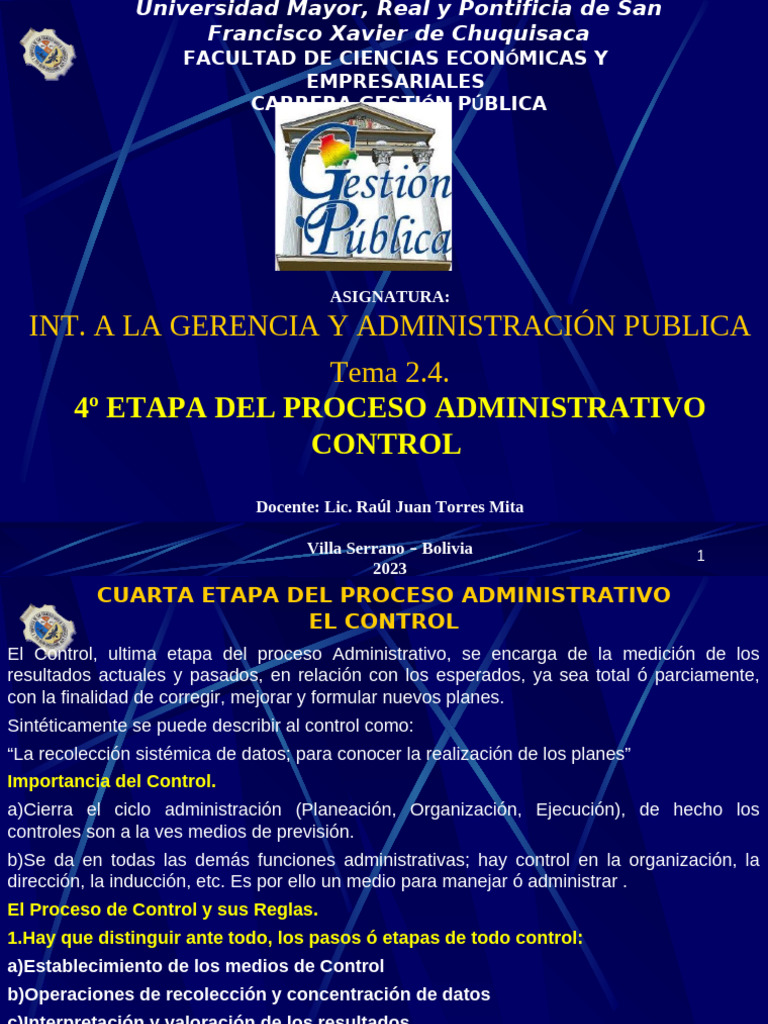 Tema 2.3. Proceso Administrativo Control 2023 | PDF | Planificación