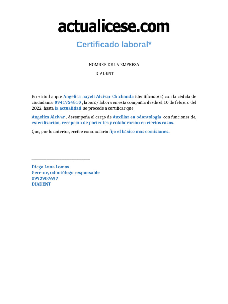 Certificado Laboral | PDF