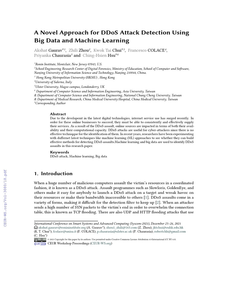 Ddos Attack Simulation Using Big Data and Machine Learning | PDF ...