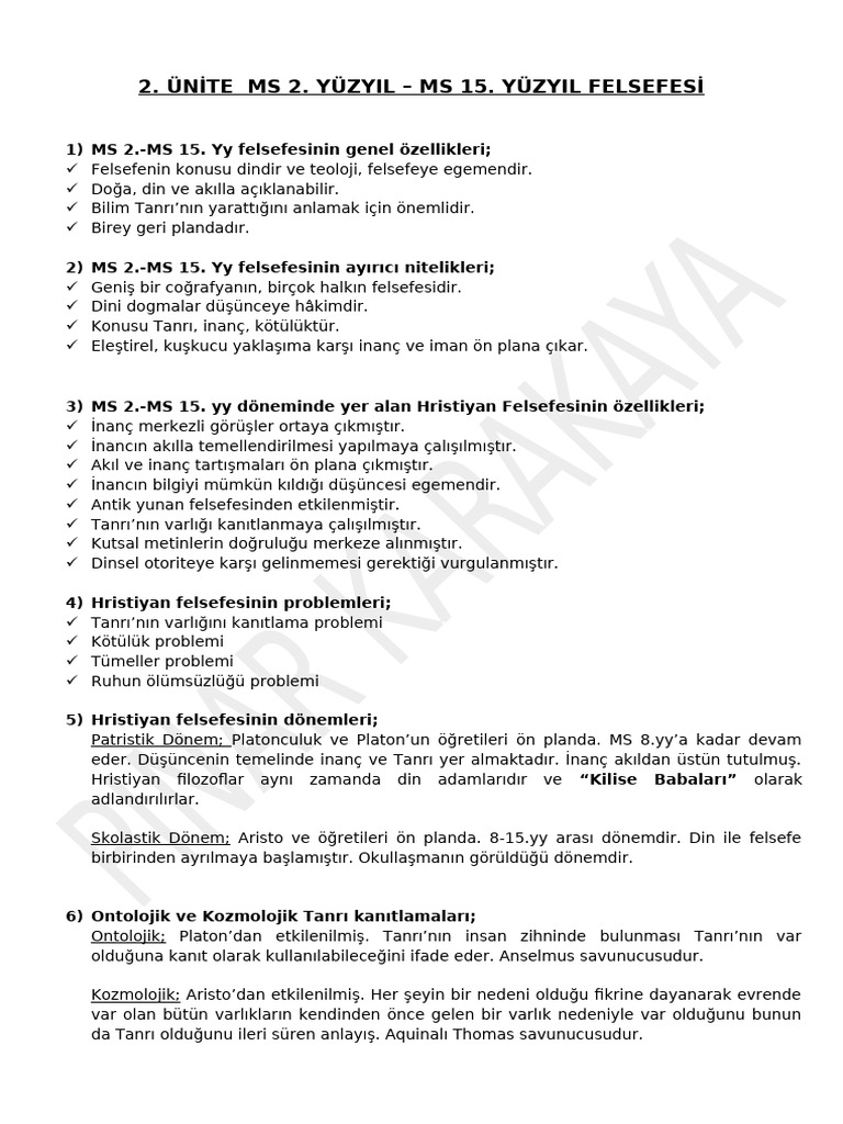11.sinif Felsefe 2.üni̇te Ders Notu | PDF