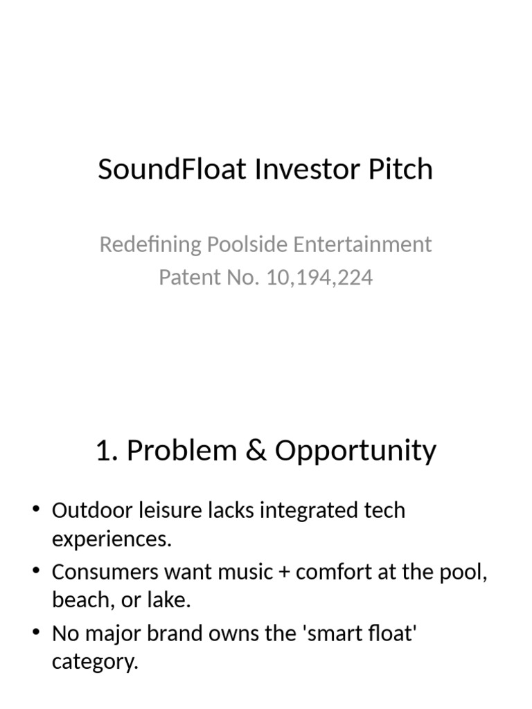 SoundFloat Investor Pitch Deck | PDF | Retail | Brand