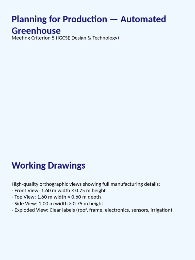 Custom Production Plan Greenhouse | PDF