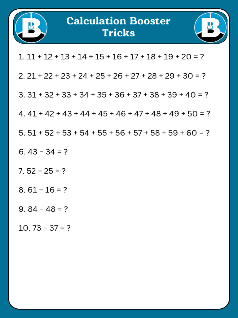 Calculation Booster Tricks | PDF