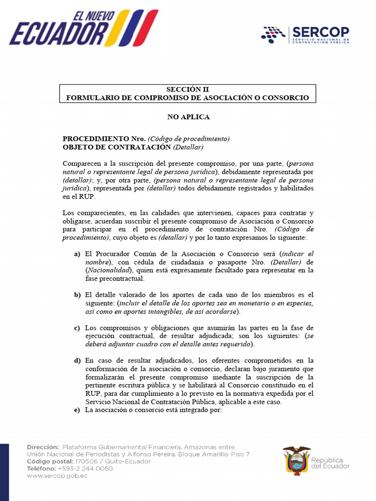 Formulario de Compromiso para Consorcio | PDF | Consorcio | Justicia