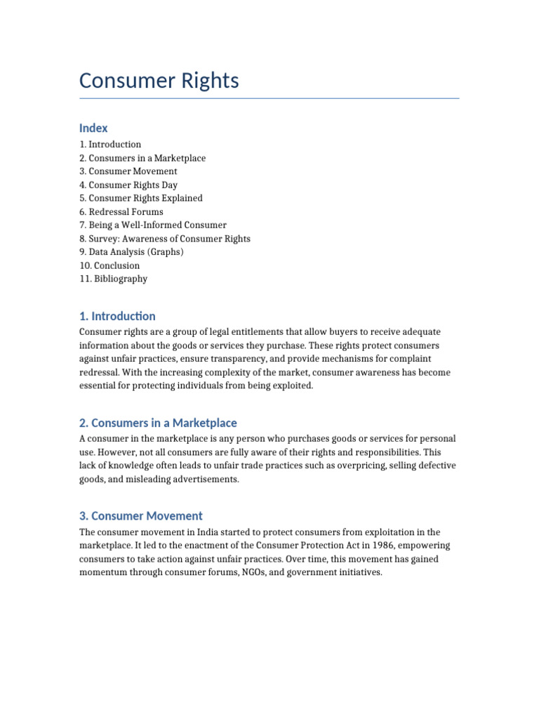 Consumer Rights Project CBSE | PDF | Consumer Protection
