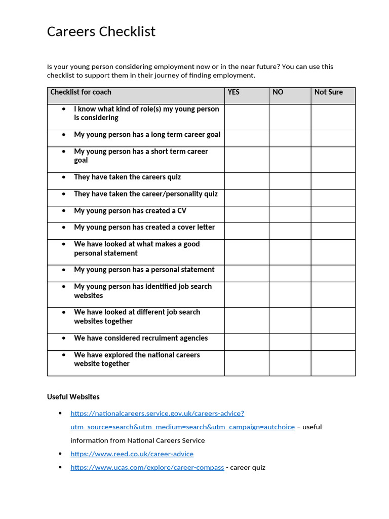 Careers Checklist | PDF