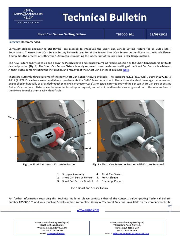 TB5000 101 Short Can Sensor Setting Fixture | PDF