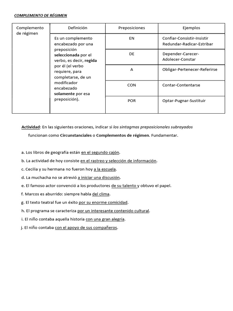 Complemento Régimen - Actividad y Soluciones | PDF