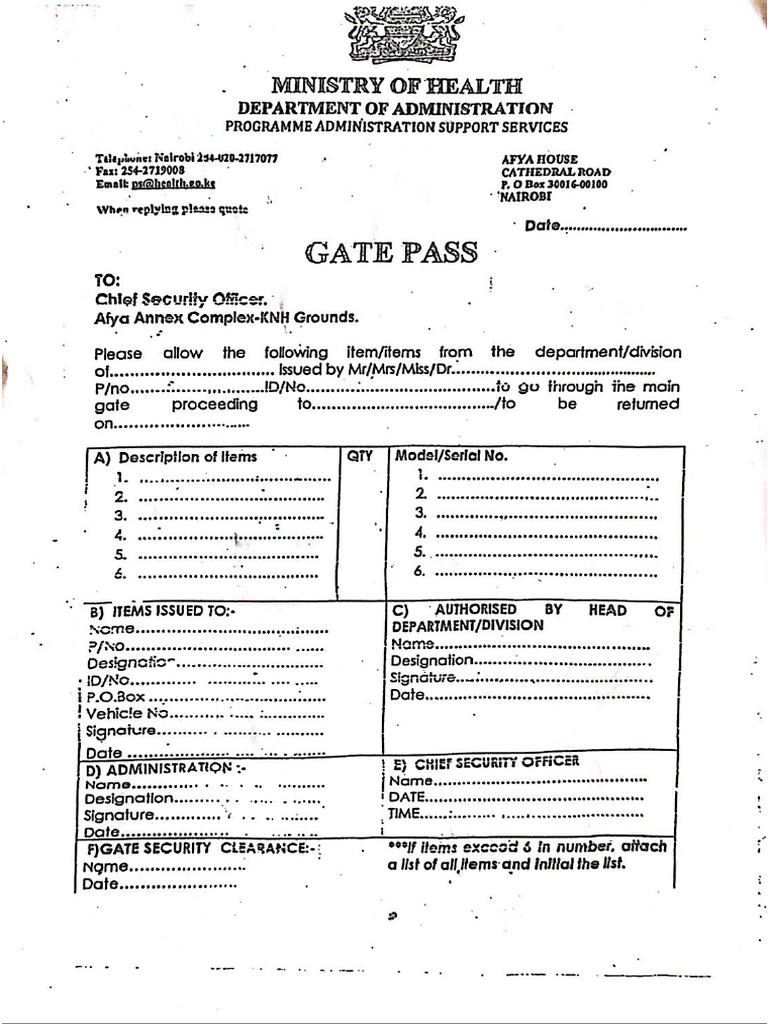 Gate Pass | PDF