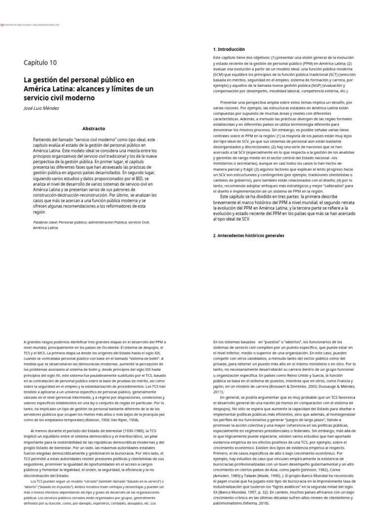 Méndez, La Gestión Del Personal Público en América Latina | PDF ...
