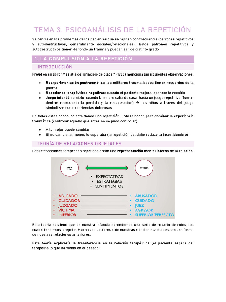 Compulsión a la Repetición en Terapia | PDF | Teoría de apego | Trauma ...