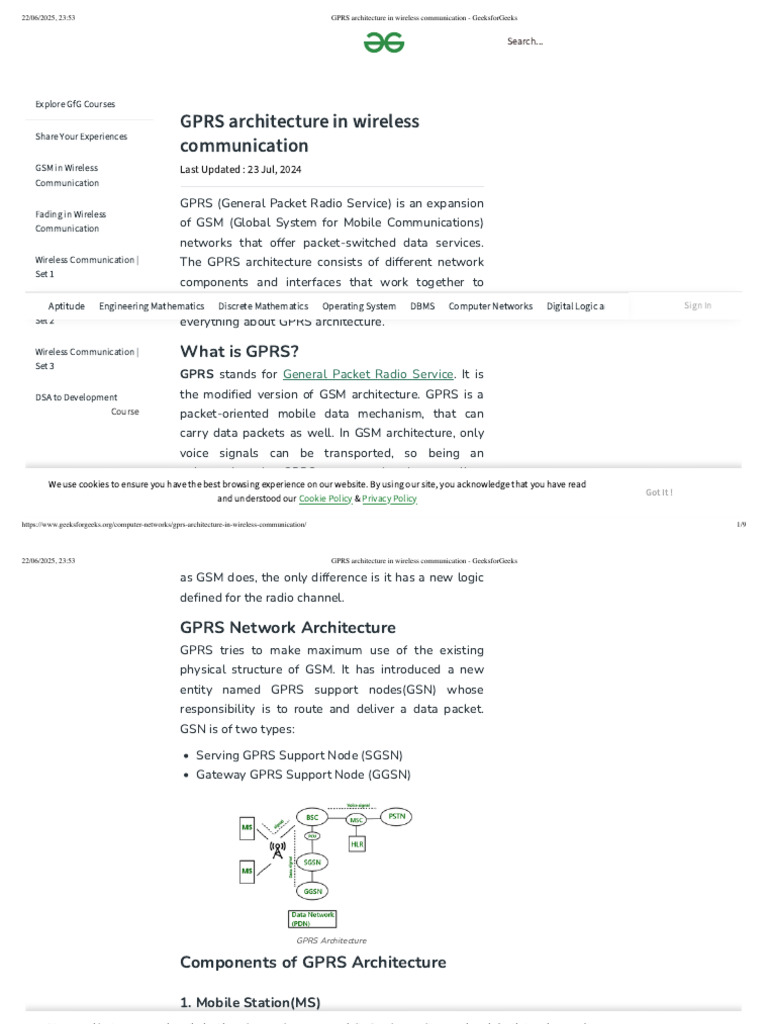 GPRS Architecture in Wireless Communication - GeeksforGeeks | PDF | General Packet Radio Service ...