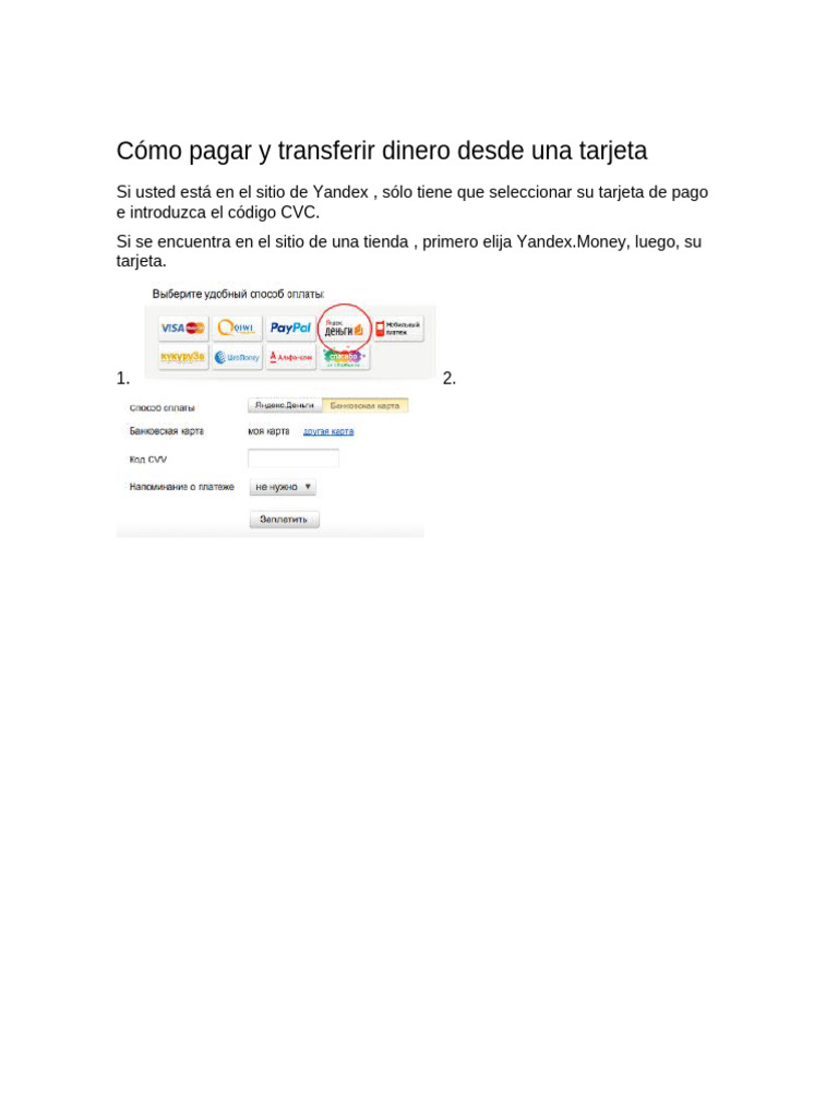 Cómo Pagar y Transferir Dinero Desde Una Tarjeta | PDF