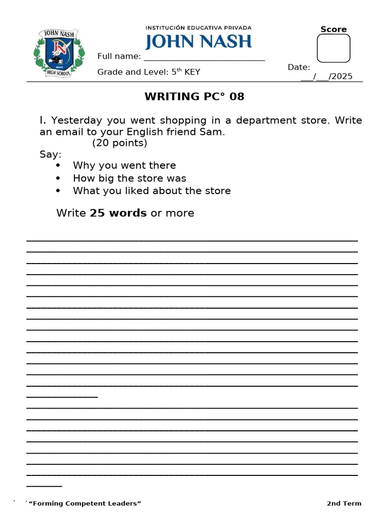 Pc8 Writing 5th Key - Pablo | PDF
