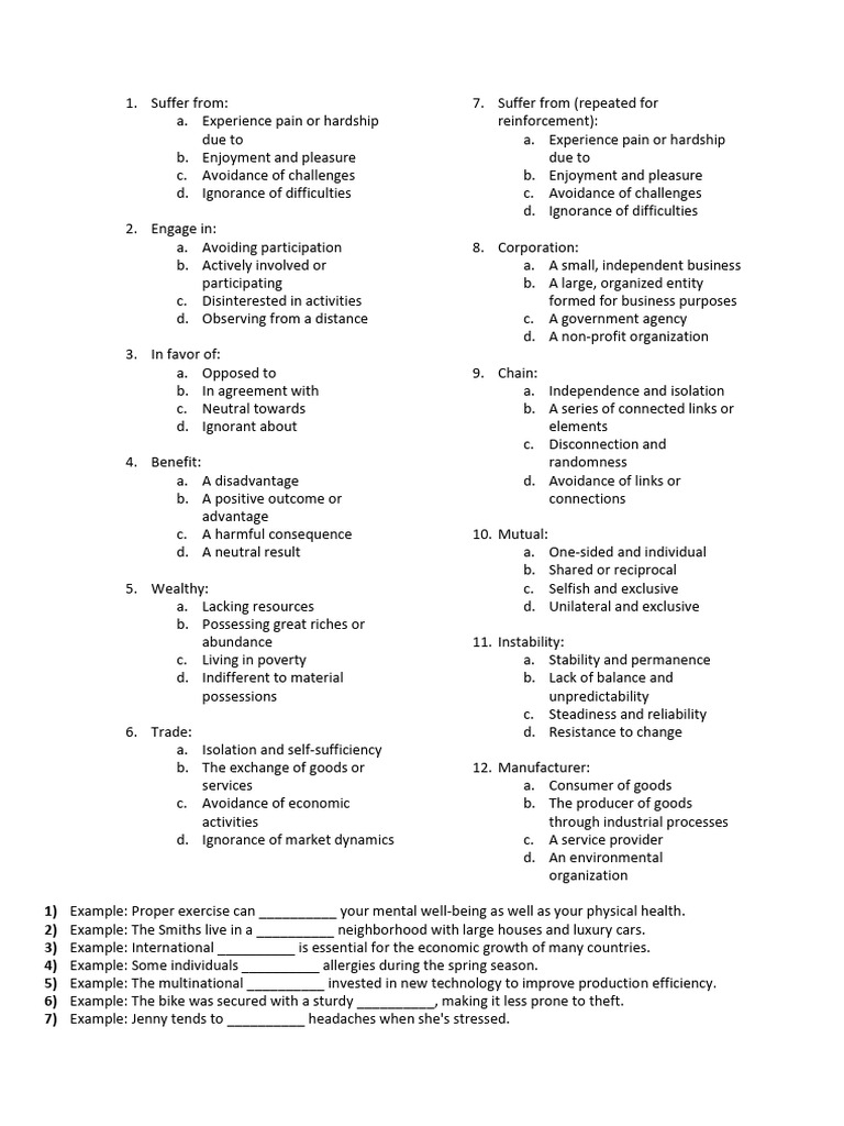 Vocab. Exercise | PDF | Exports | Globalization