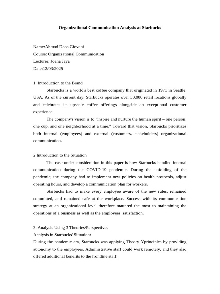 Starbucks Communication During COVID-19 | PDF | Communication | Information