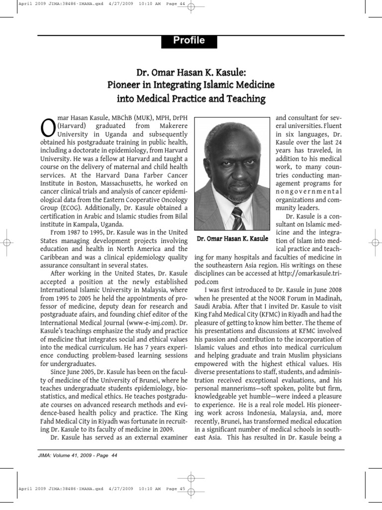 DR - Omar Kasule Bio | PDF | Medical School | Postgraduate Education