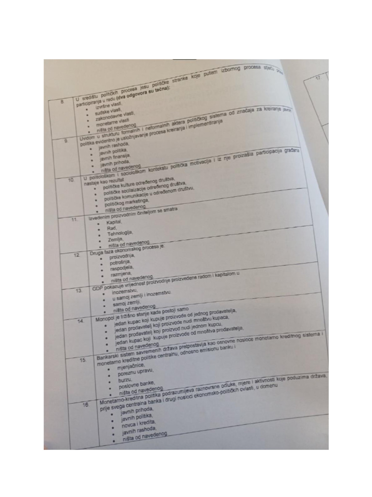 Pitanja Politicka Ekonomija | PDF