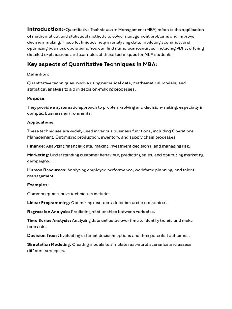 Quantitative Analysis | PDF
