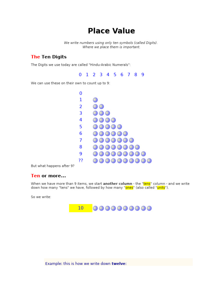 3.1.1 Writing Numbers - Place Value | PDF | Arithmetic | Mathematics