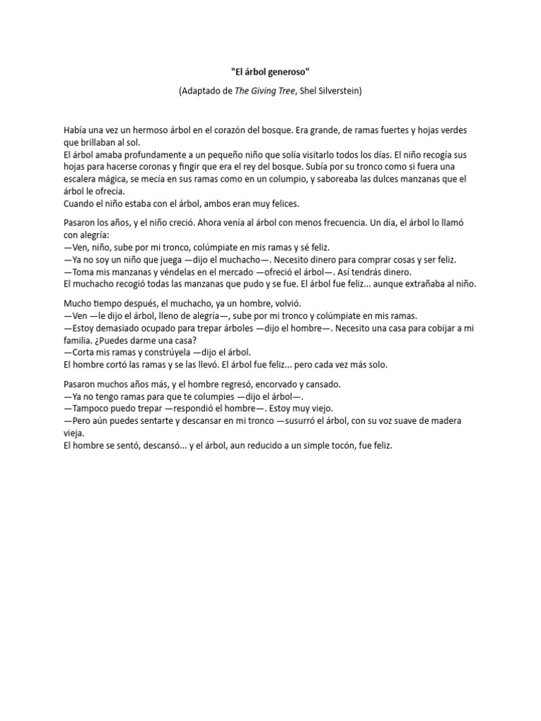 El Árbol Generoso - Programa Remediación | PDF