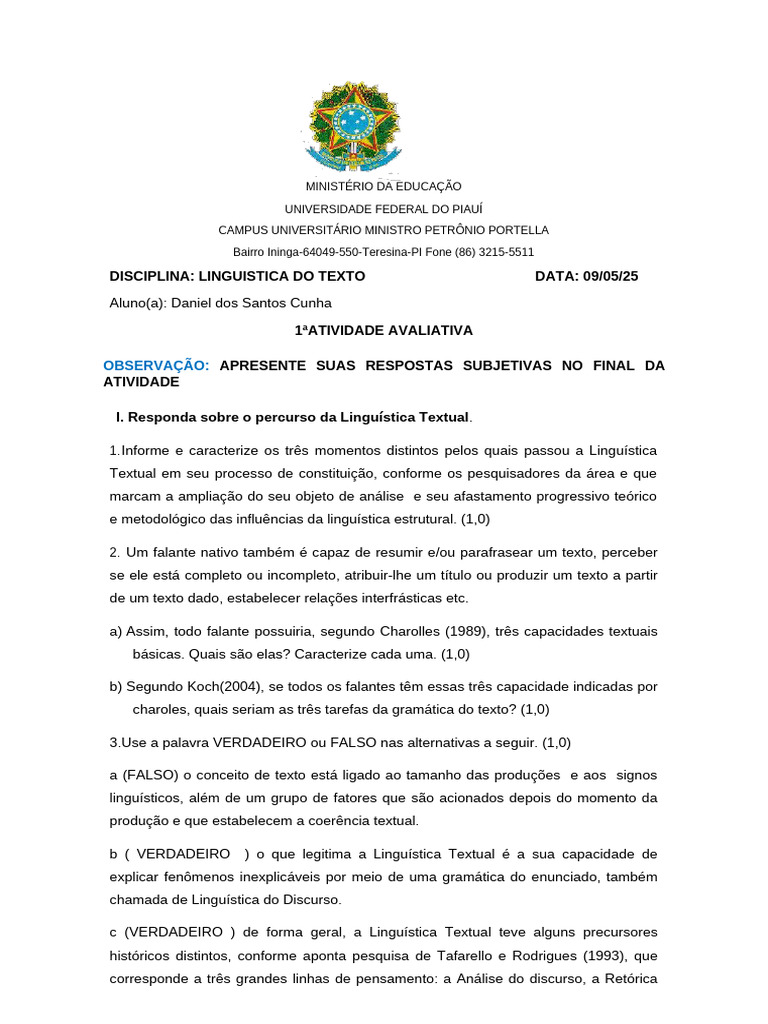 Linguística Textual: Fundamentos e Padrões | PDF | Linguística | Discurso