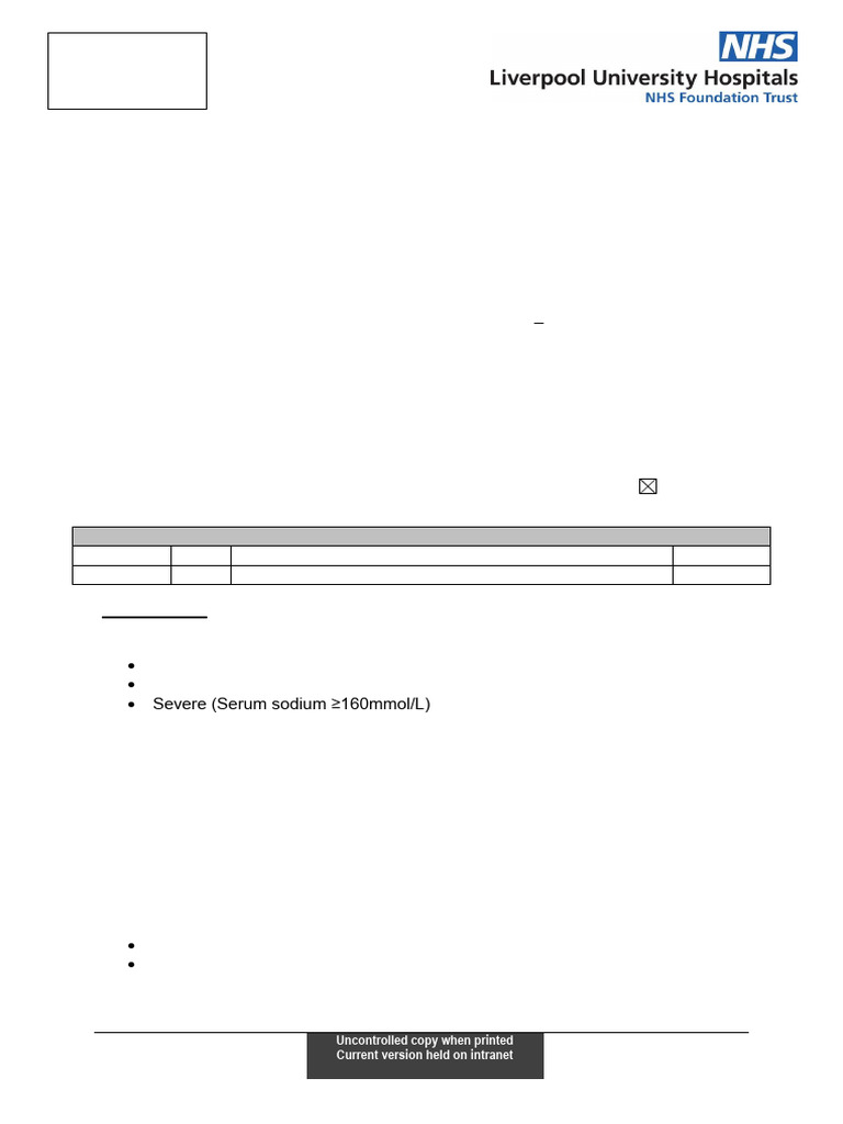 Management of Hypernatraemia | PDF | Intravenous Therapy | Medical ...