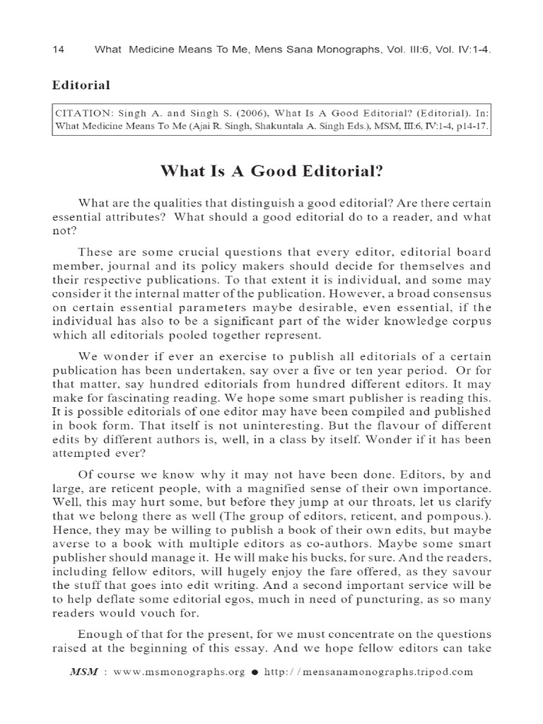 What Is A Good Editorial | PDF
