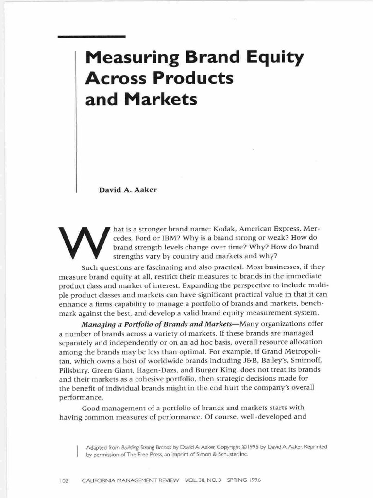 AAker 1991 Managing Brand Equity Capitalizing On TH | PDF
