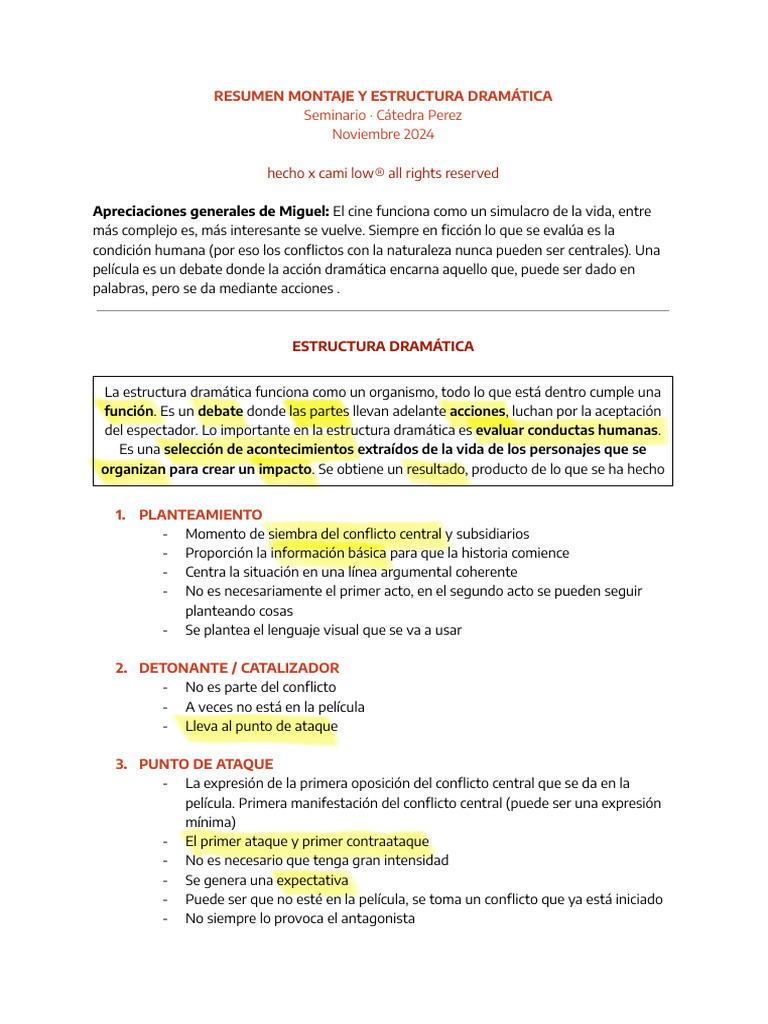 RESUMEN MONTAJE y ESTRUCTURA DRAMÁTICA | PDF | Comportamiento