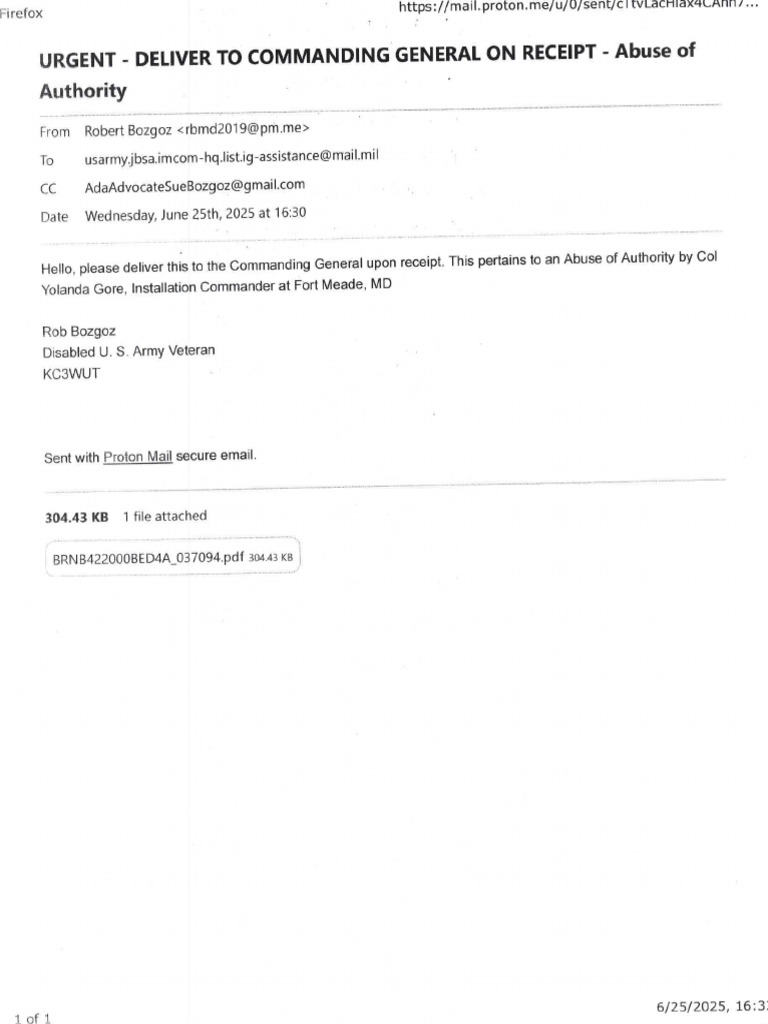 Urgent - Deliver To Commanding General On Receipt - Abuse of Authority ...