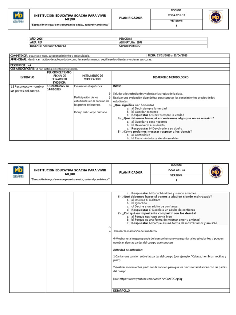 Edfi 1P1 | PDF | Lavado de manos