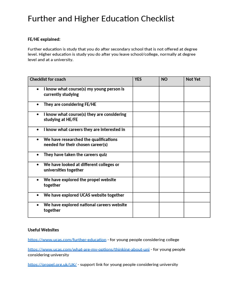 FE & HE Checklist | PDF