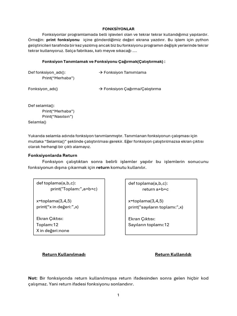 Fonksiyonlar Diziler Turtle Ders Notu | PDF
