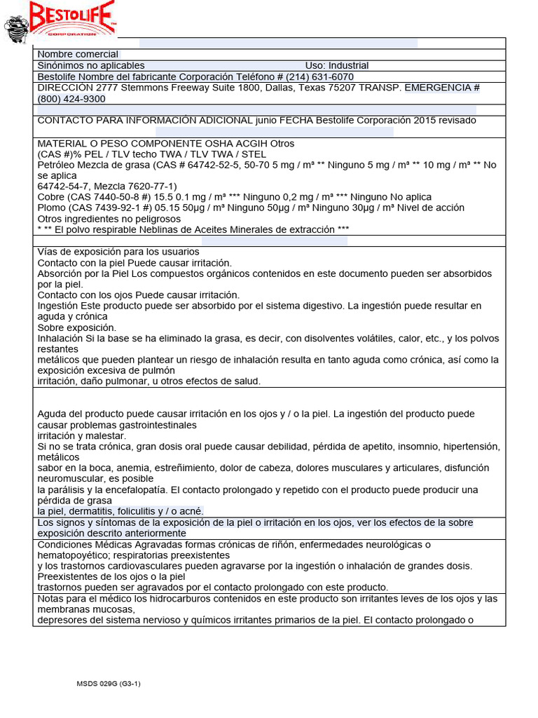 3 Msds Bestolife Copper Joint | PDF | Combustión | Agua