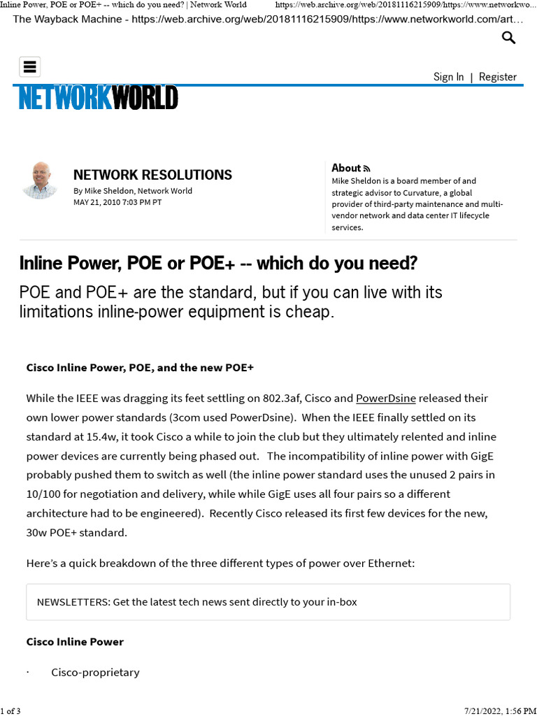 Inline Power, POE or POE+ - Which Do You Need Network World | PDF ...