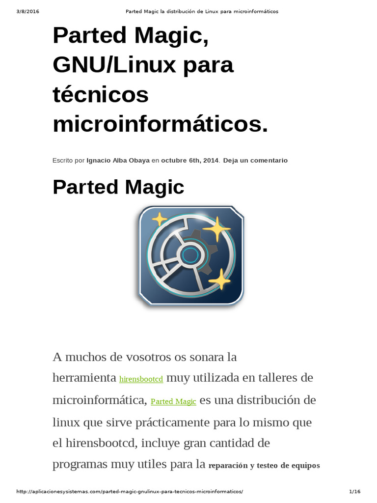 Parted Magic La Distribución de Linux para Microinformáticos | PDF | Arranque | Software